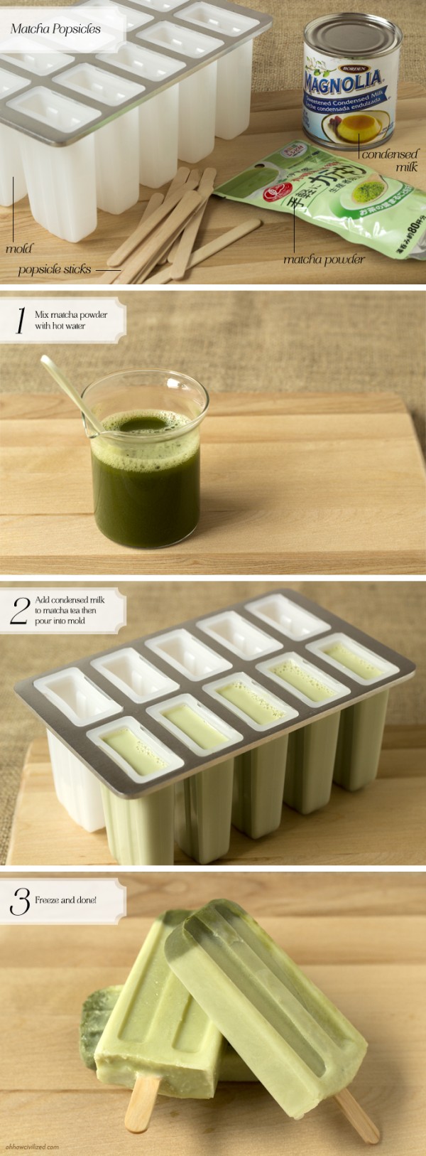 Matcha (Green Tea) Popsicles - Oh, How Civilized