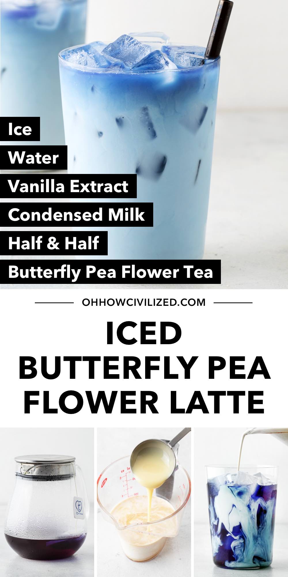 Iced Butterfly Pea Flower Tea Latte - Oh, How Civilized