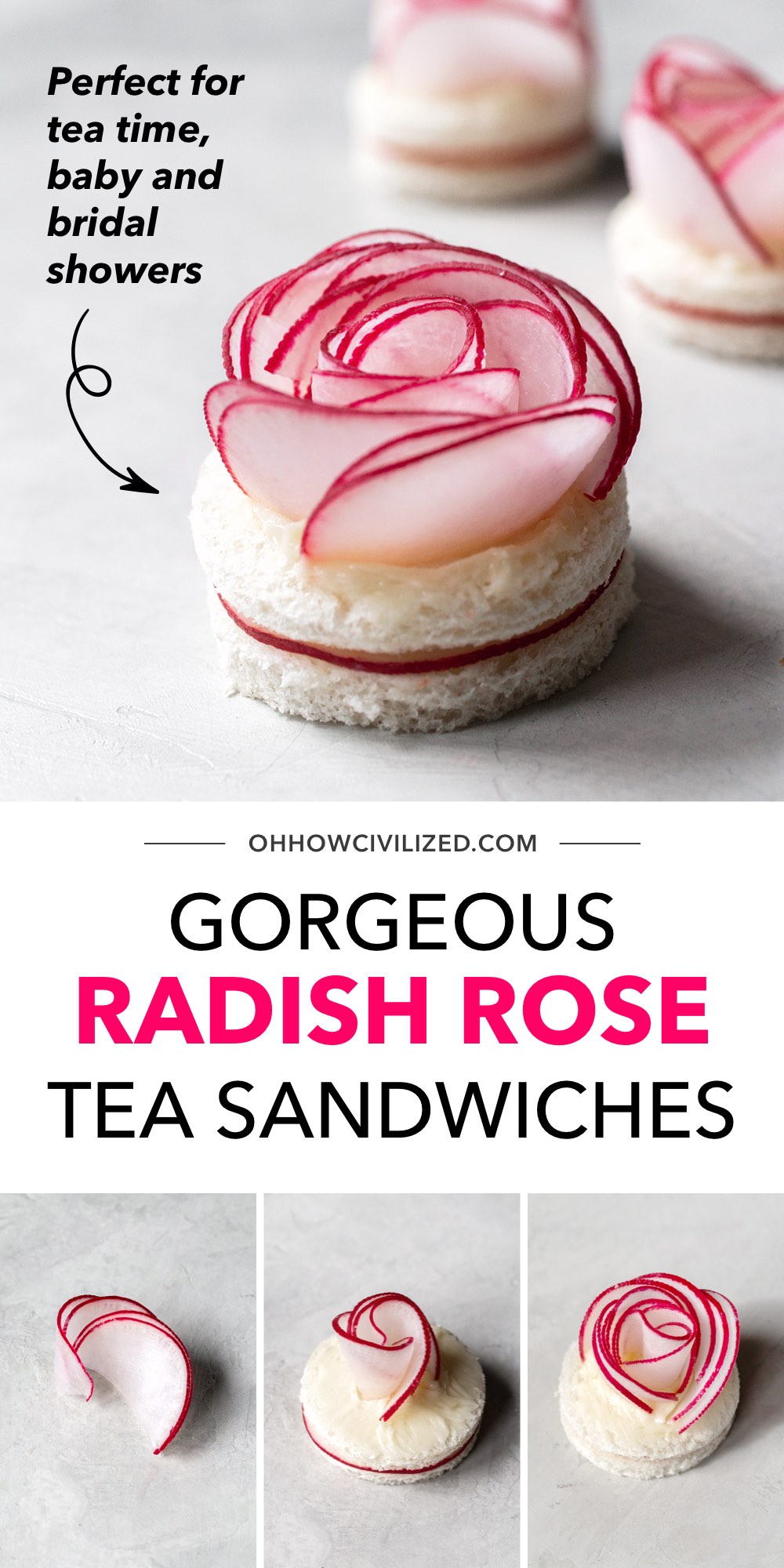 Radish Rose Tea Sandwiches - Oh, How Civilized